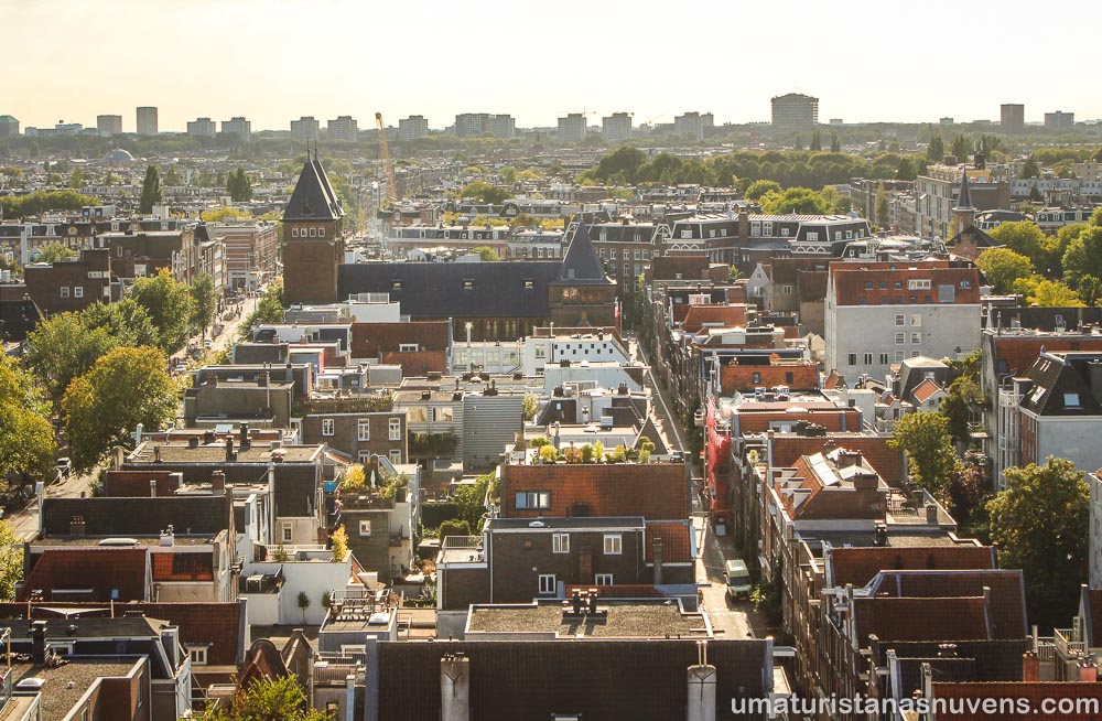 Vista panorâmica de Amsterdam do alto da torre da Westerkerk